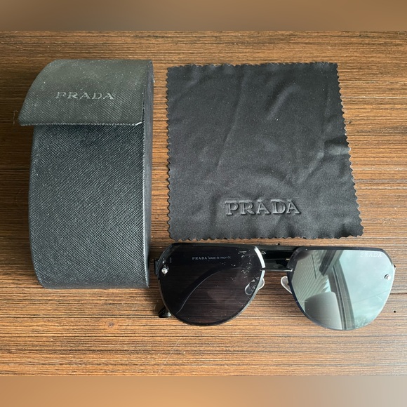 Prada | Accessories | Prada Black Aviators Sunglasses For Men | Poshmark